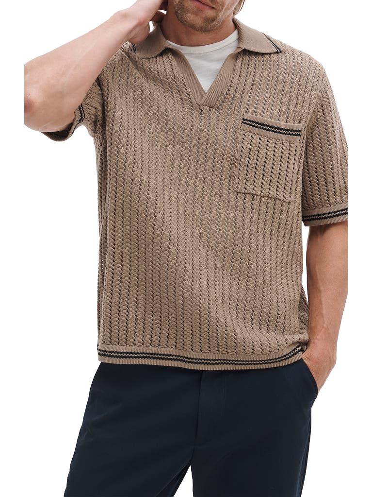 RAG & BONE open stitch johnny collar polo